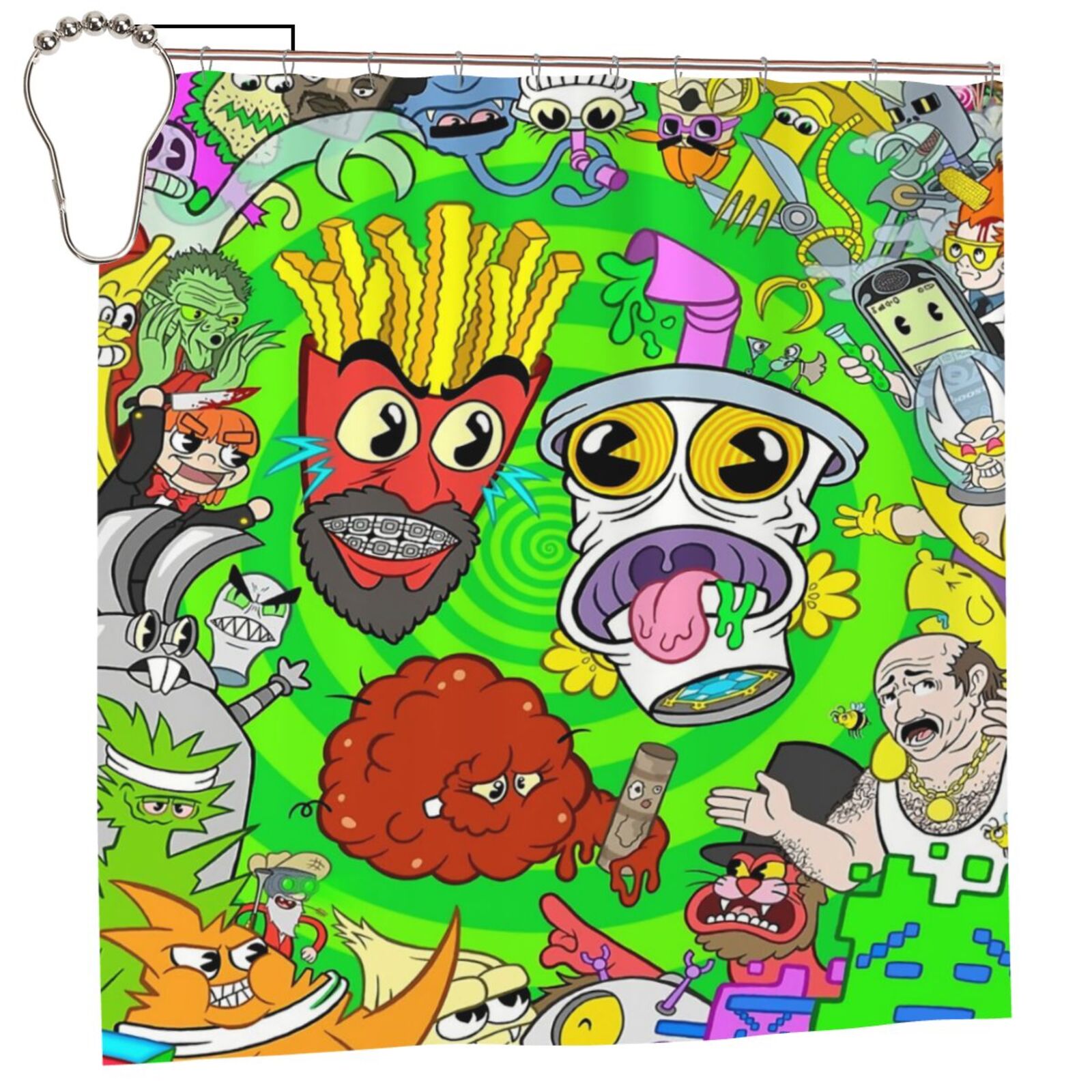 Aqua Teen Hunger Force Cartoon Shower Curtain 72" X 72" Anime Bathroom ...