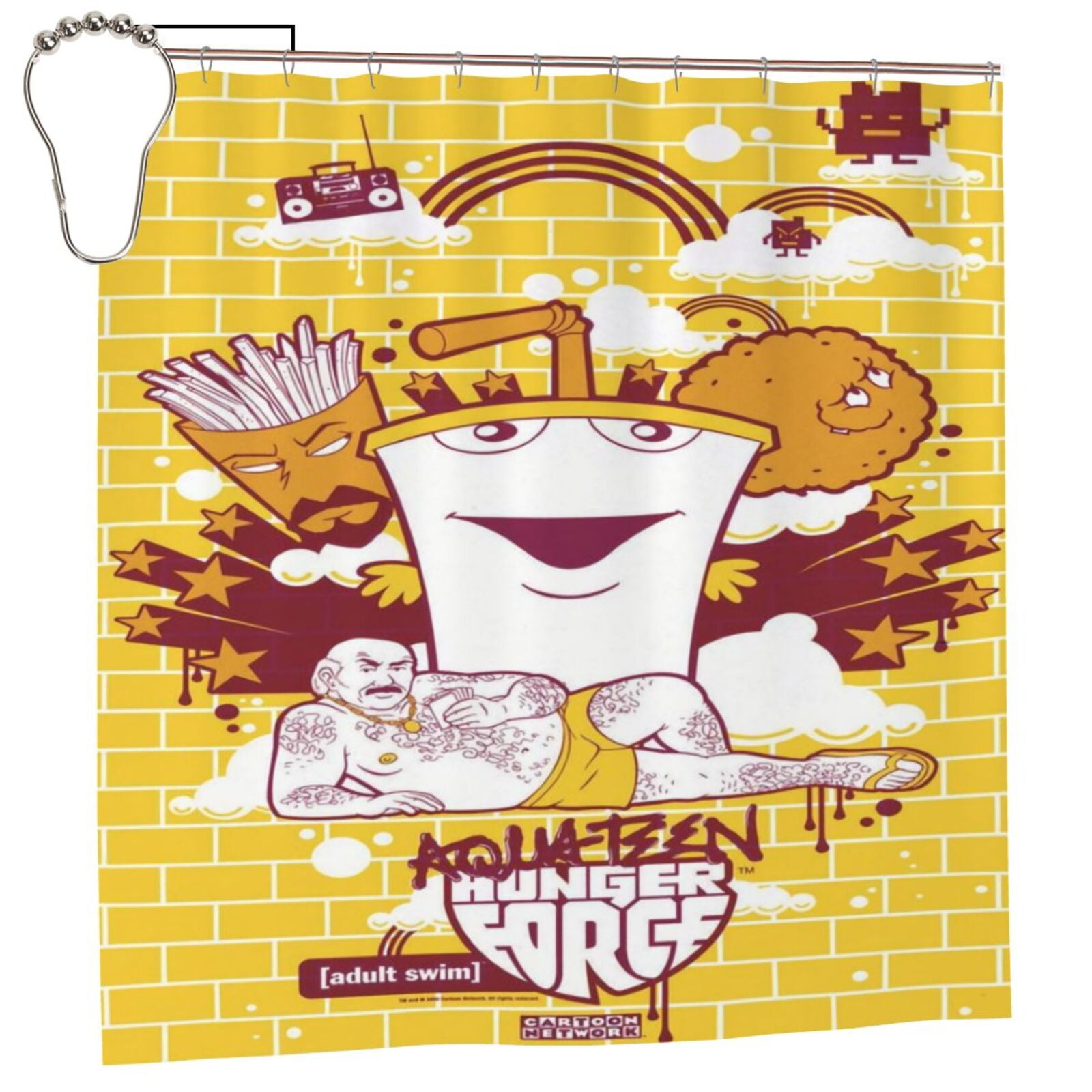 Aqua Teen Hunger Force Cartoon Shower Curtain 72" X 72" Anime Bathroom ...