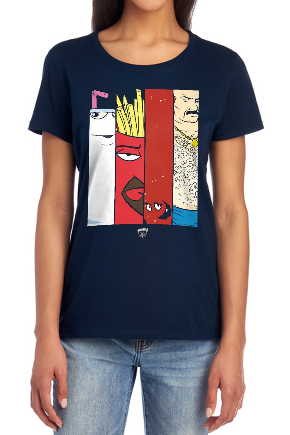 Aqua Teen Hunger Force Group Tiles Women's T Shirt, Navy, Small ...
