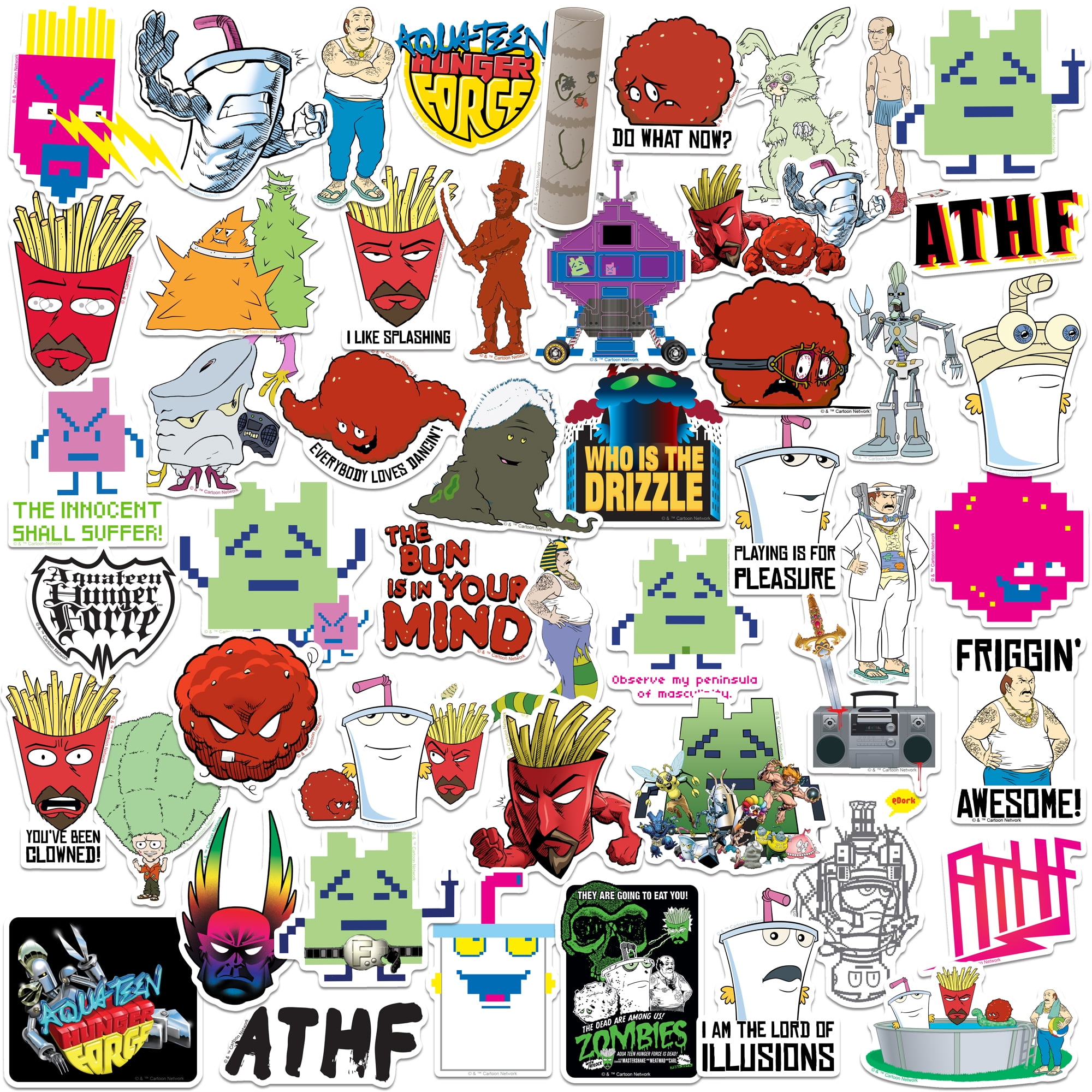 Aqua Teen Hunger Force Variety 50ct Vinyl Large Deluxe Stickers Variety Pack - Laptop, Water ...
