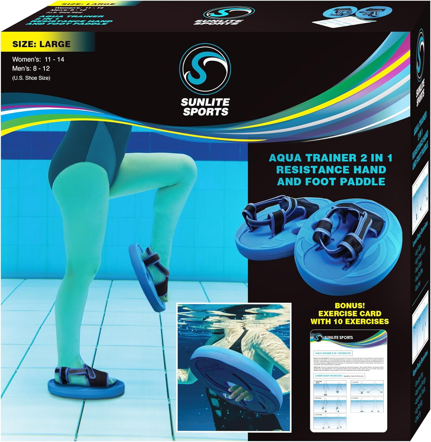 Aqua Trainer 2-in-1 Resistance Hand and Feet Paddle, Water Aerobics Set ...