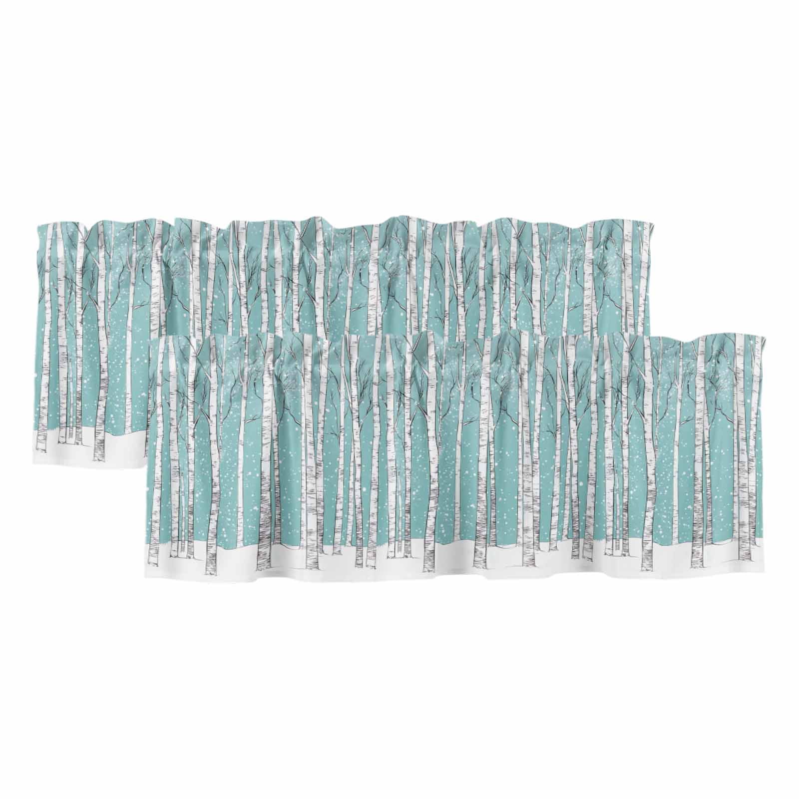 Aqua Tree Trunk Curtain Valances for Windows, Kitchen Valance Window ...