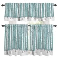 Aqua Tree Trunk Kitchen Curtains Set for Windows, Farmhouse Forest Snow ...