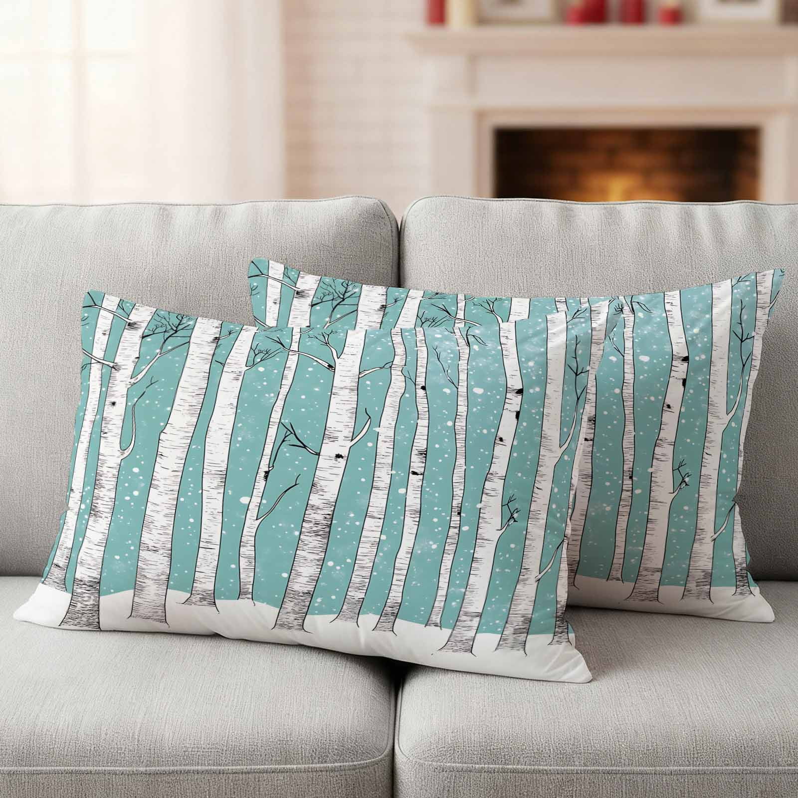 Aqua Tree Trunk Outdoor Waterproof Throw Pillow Covers 20x12 Set of 2 ...