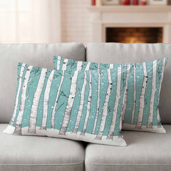 Aqua Tree Trunk Outdoor Waterproof Throw Pillow Covers 20x12 Set of 2 ...