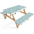 Aqua Tree Trunk Picnic Table Cover with Bench Covers Farm Forest Snow ...