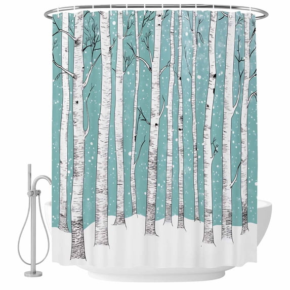 Aqua Tree Trunk Shower Curtain Set - Long 72" x 84" Washable Bathtub ...