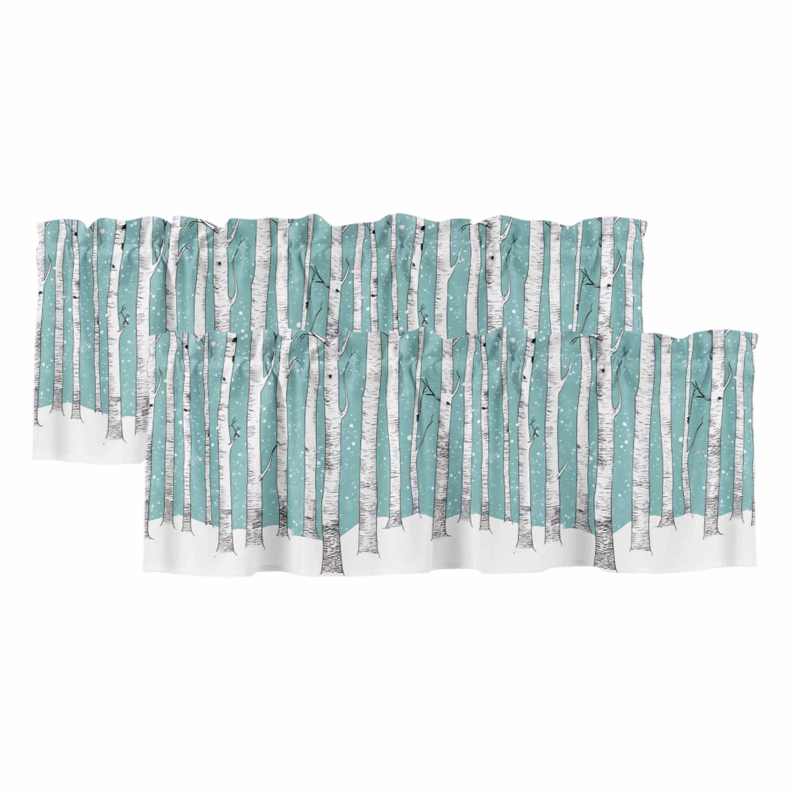 Aqua Tree Trunk Valances for Windows, Decorative Rod Pocket Window ...