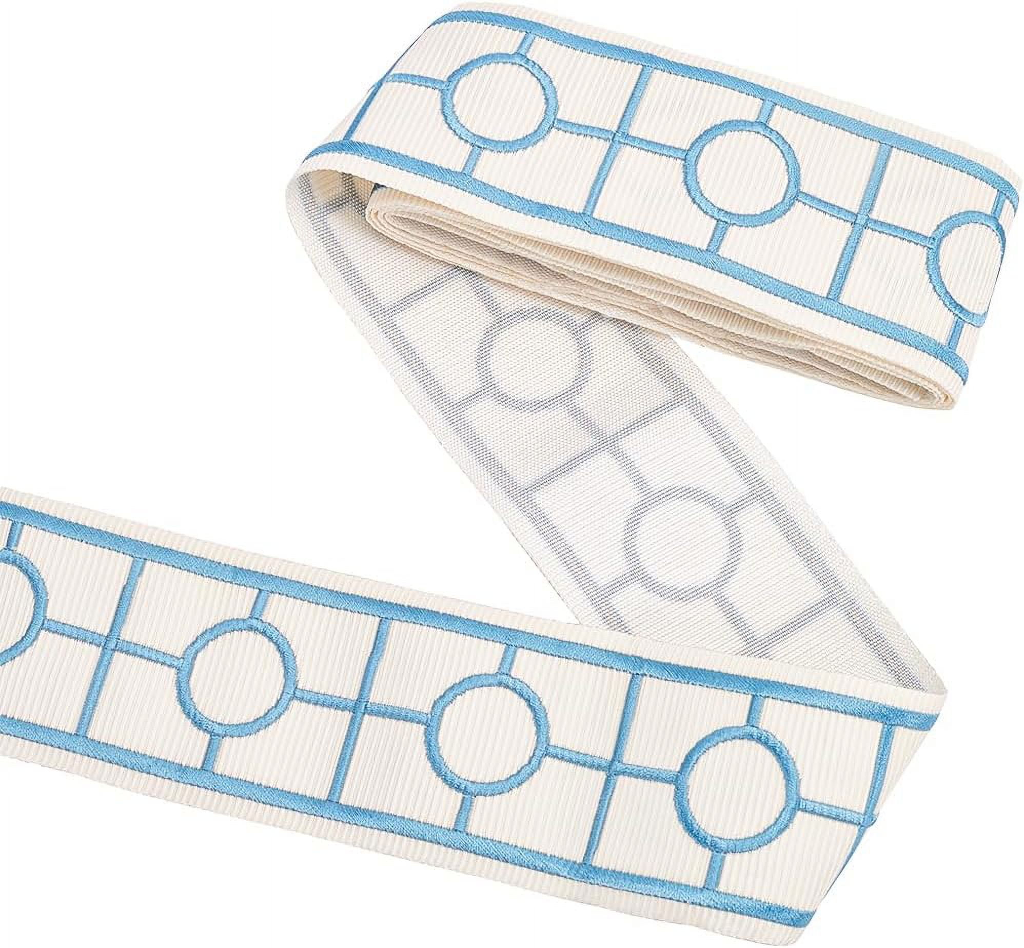 Aqua Trim for Curtains - 2.19 Yards 2-1/2 inch Wide Jacquard Square ...