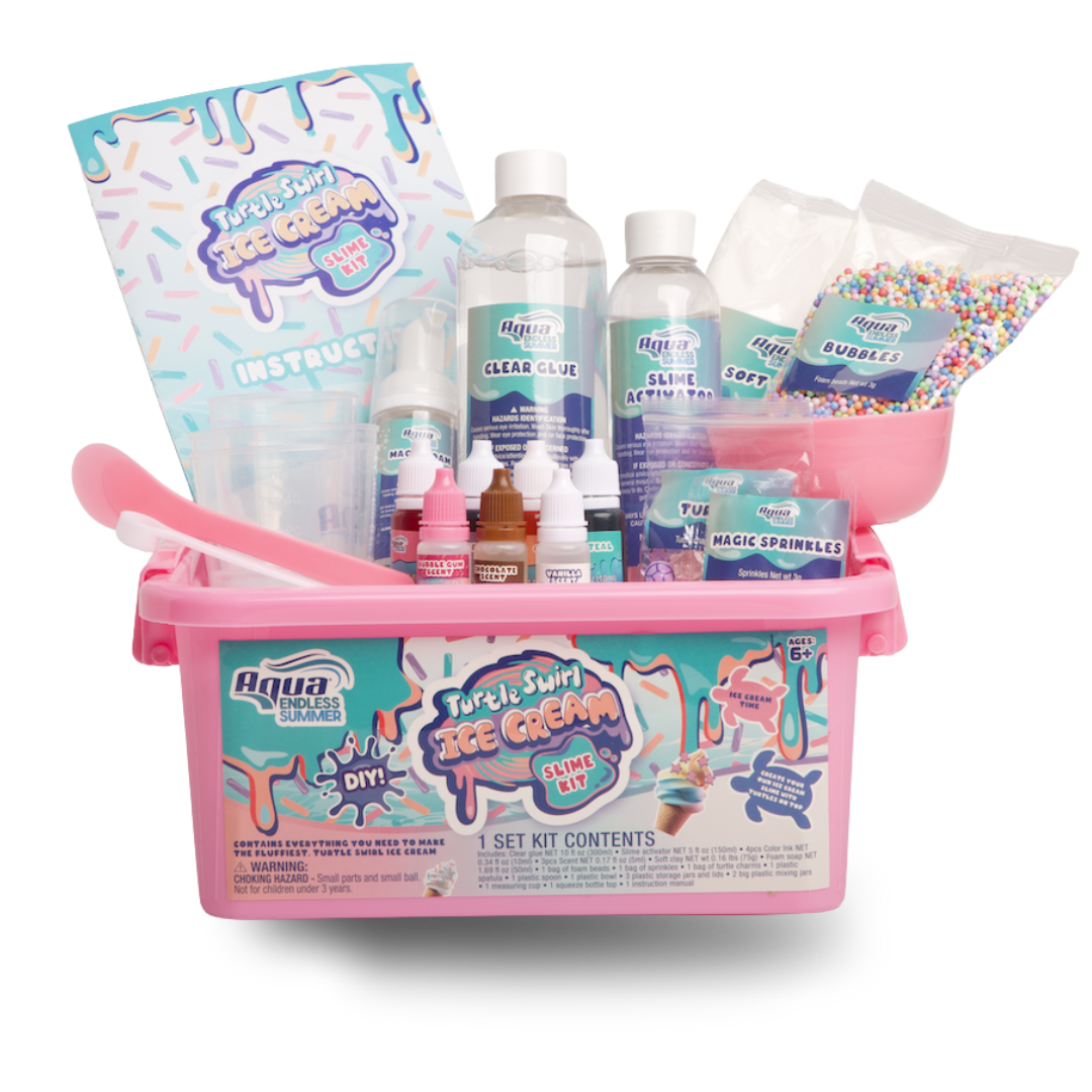 Aqua DIY Slime Kit with Carrying Case, Turtle Swirl Ice Cream - Walmart.com
