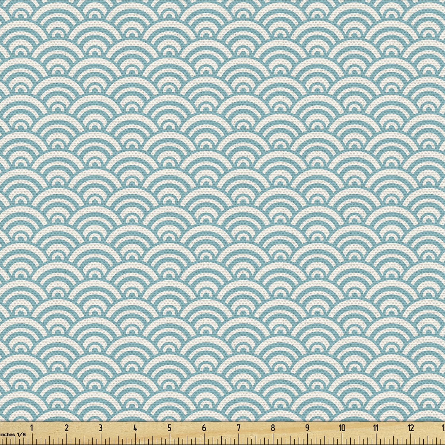 Aqua Upholstery Fabric by the Yard, Curvy Lines Bubbles in High Seas ...