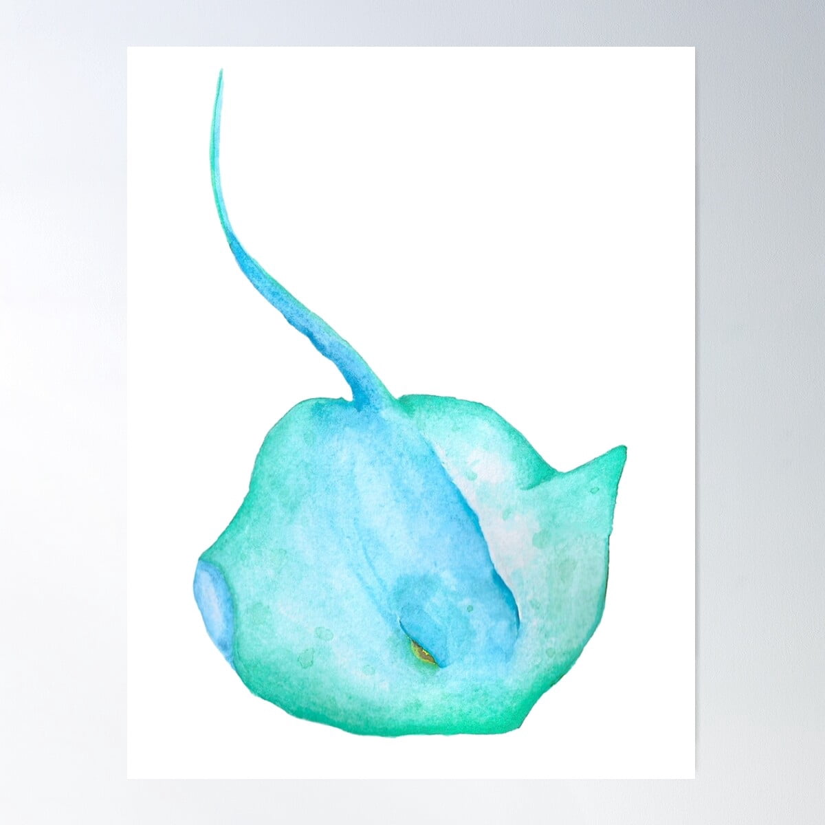 Aqua Watercolour Stingray Hand-Painted Poster Wall Art, Modern Wall ...
