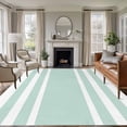 Aqua White 5'x8' Rug for Bedroom Under Queen Bed Placement, Stripe ...