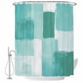 Aqua White Bathroom Shower Curtains with Hooks, Graffiti Art Mottled ...