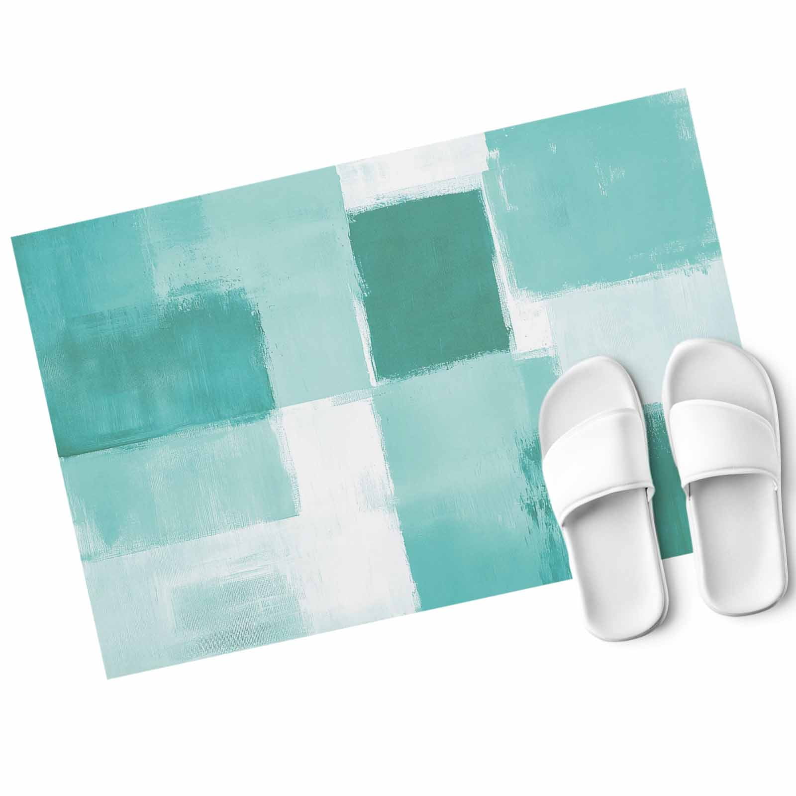 Aqua White Door Mat Graffiti Art Mottled Gradient Color Blocks Modern ...