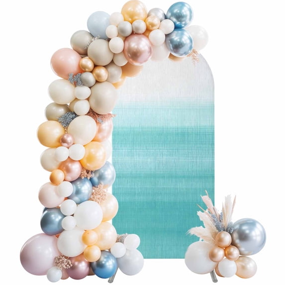 Aqua White Gradient Arch Backdrop Cover 4 FT Abstract Ombre Texture ...