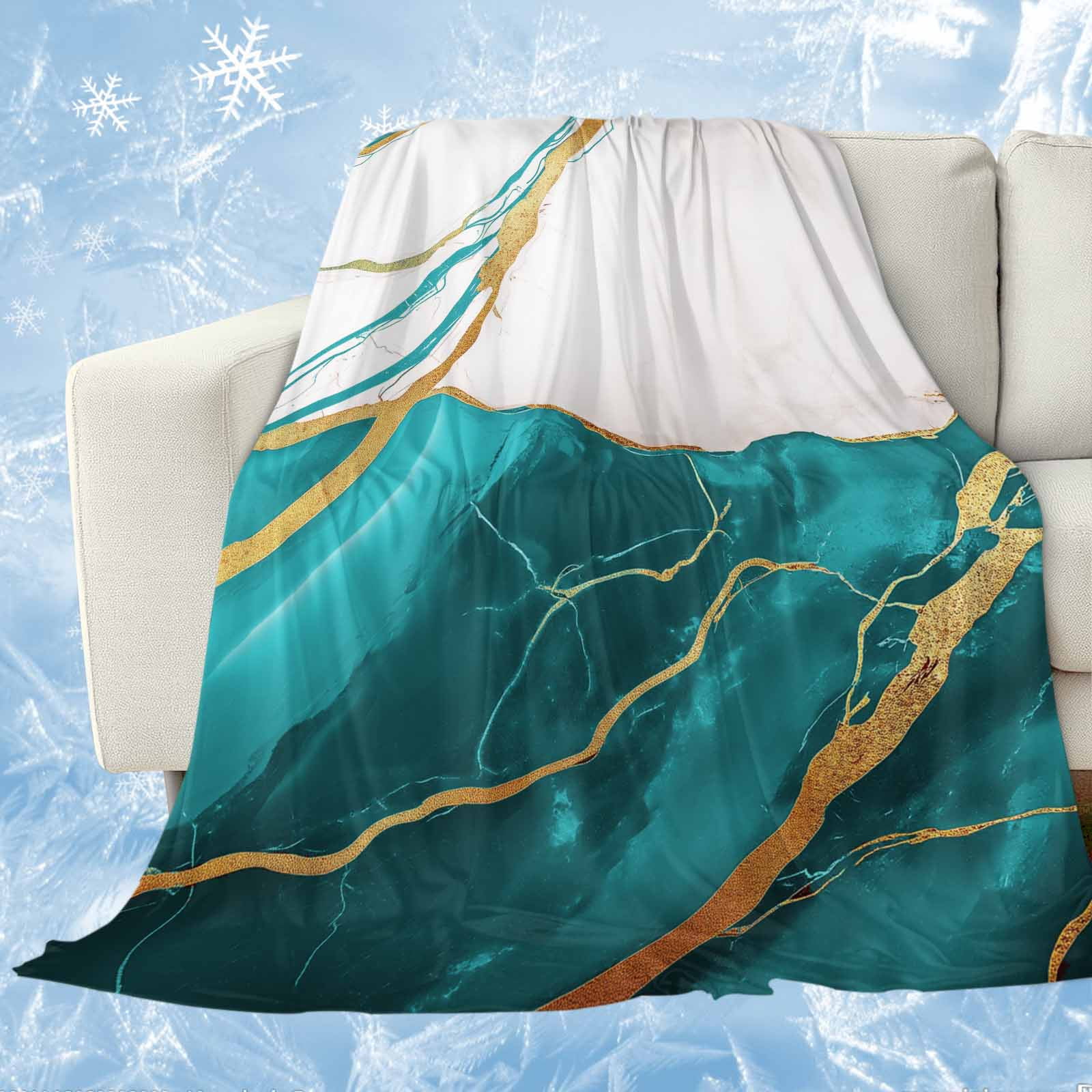 Aqua White Marble Cooling Blanket,Lightweight Breathable Summer Throw ...
