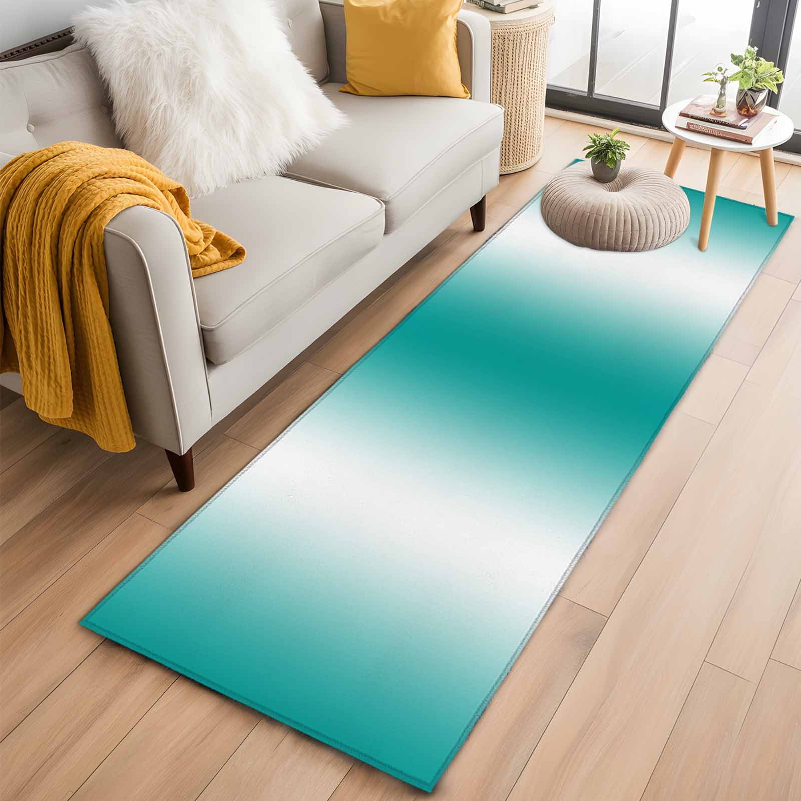 Aqua White Ombre Kitchen Runner Rug 2x6 Washable Runners for Hallway ...