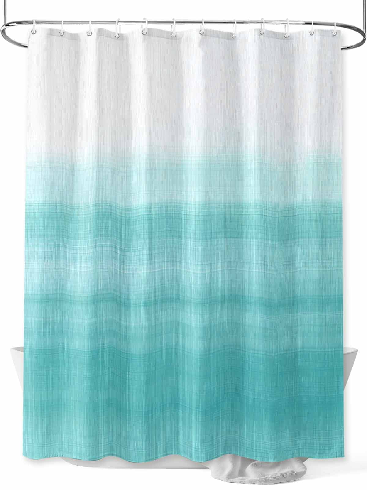 Aqua White Shower Curtain, Abstract Brush Stroke Bathroom Decor ...