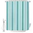 Aqua White Stripes Shower Curtain for Bathroom, Modern Minimalist Aqua ...