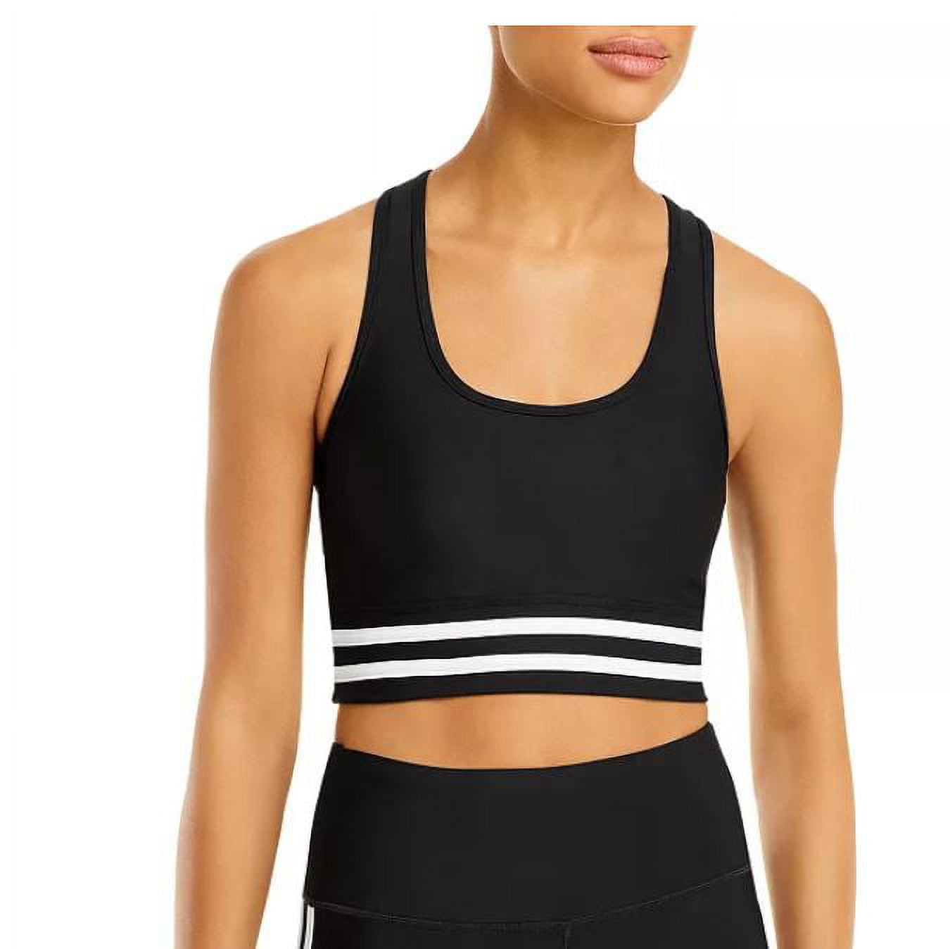 Aqua Women's Black Athletic Striped Hem Sports Bra, Large - Walmart.com