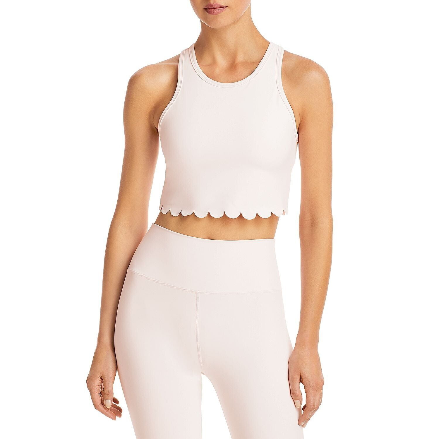 Aqua Women's Scallop-Hem Crop Top White L B4HP - Walmart.com