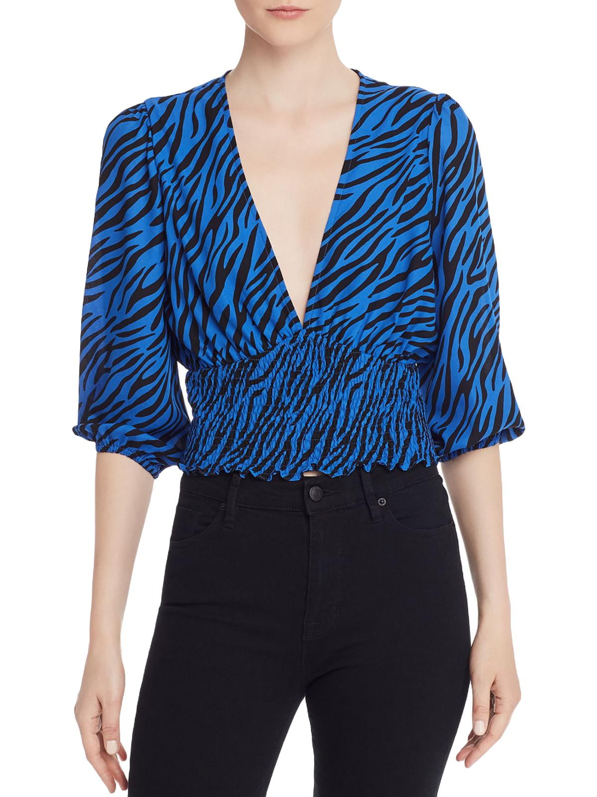 Aqua Womens Animal Print V-Neck Crop Top - Walmart.com