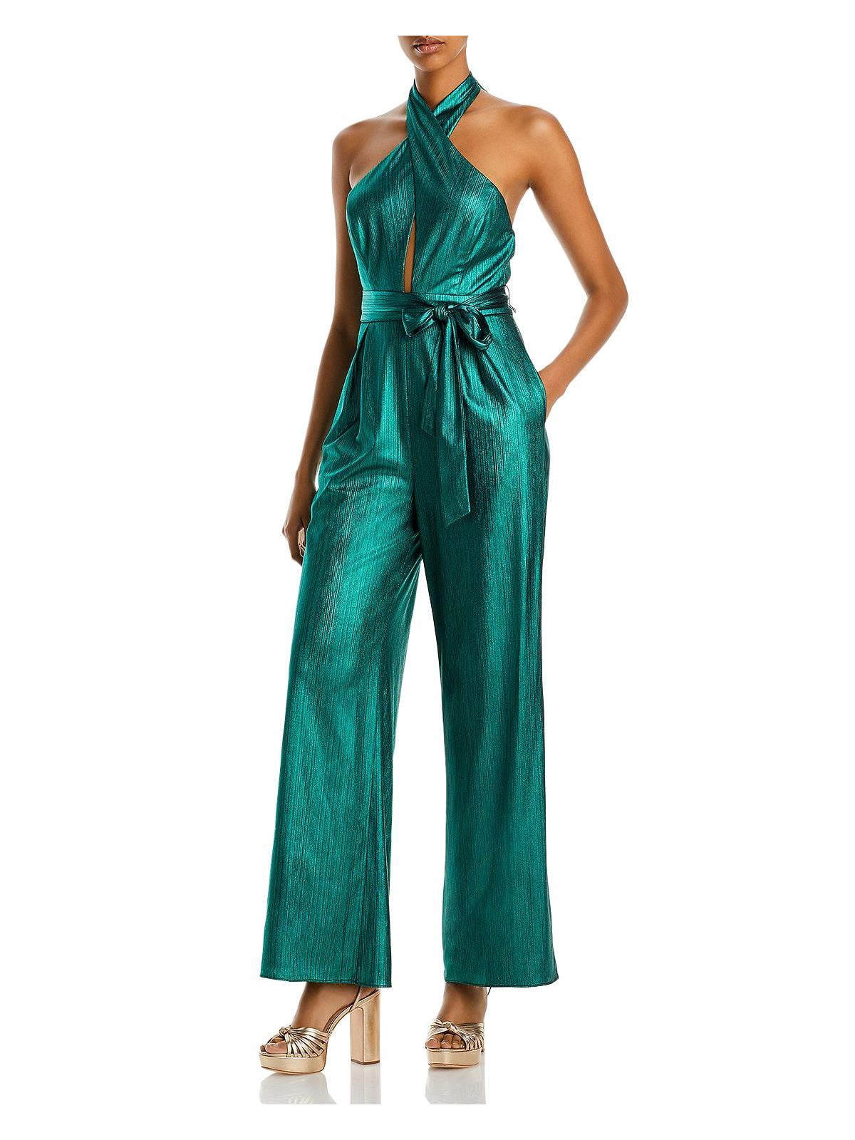 Aqua Womens Metallic Halter Jumpsuit - Walmart.com