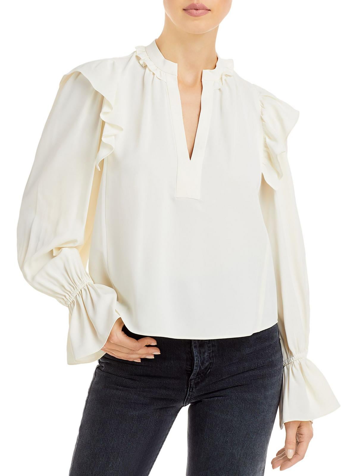 Aqua Womens Satin Ruffled Blouse - Walmart.com
