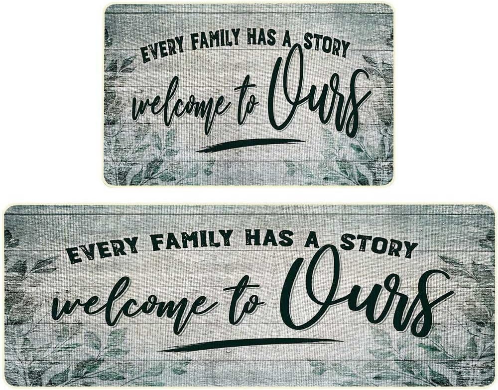 Aqua Wooden Painted Vintage Retro Kitchen Rugs Sets 2 Piece,Kitchen ...