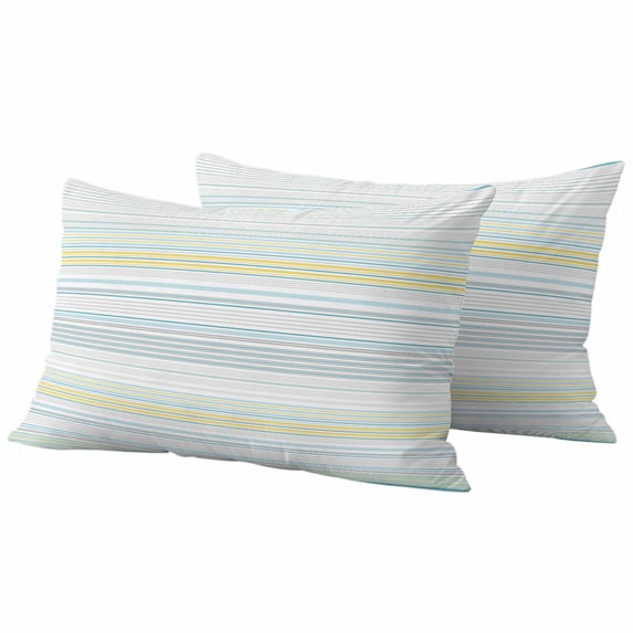 Aqua Yellow Stripe Outdoor Pillow Covers 20"x12" Set of 2,Waterproof ...