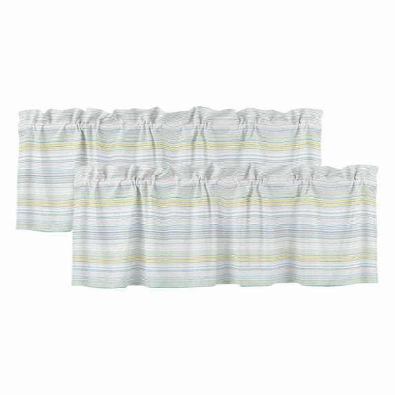 Aqua Yellow Stripe Valances for Windows, Decorative Rod Pocket Window ...