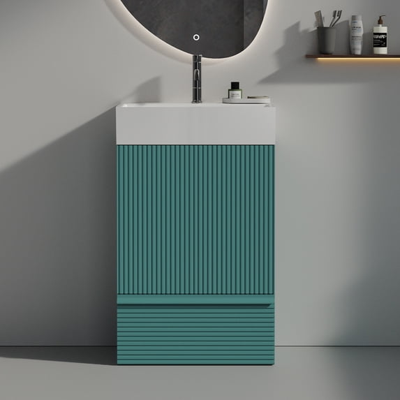 Aqua color, eco - friendly MDF construction - Modern bathroom vanity ...