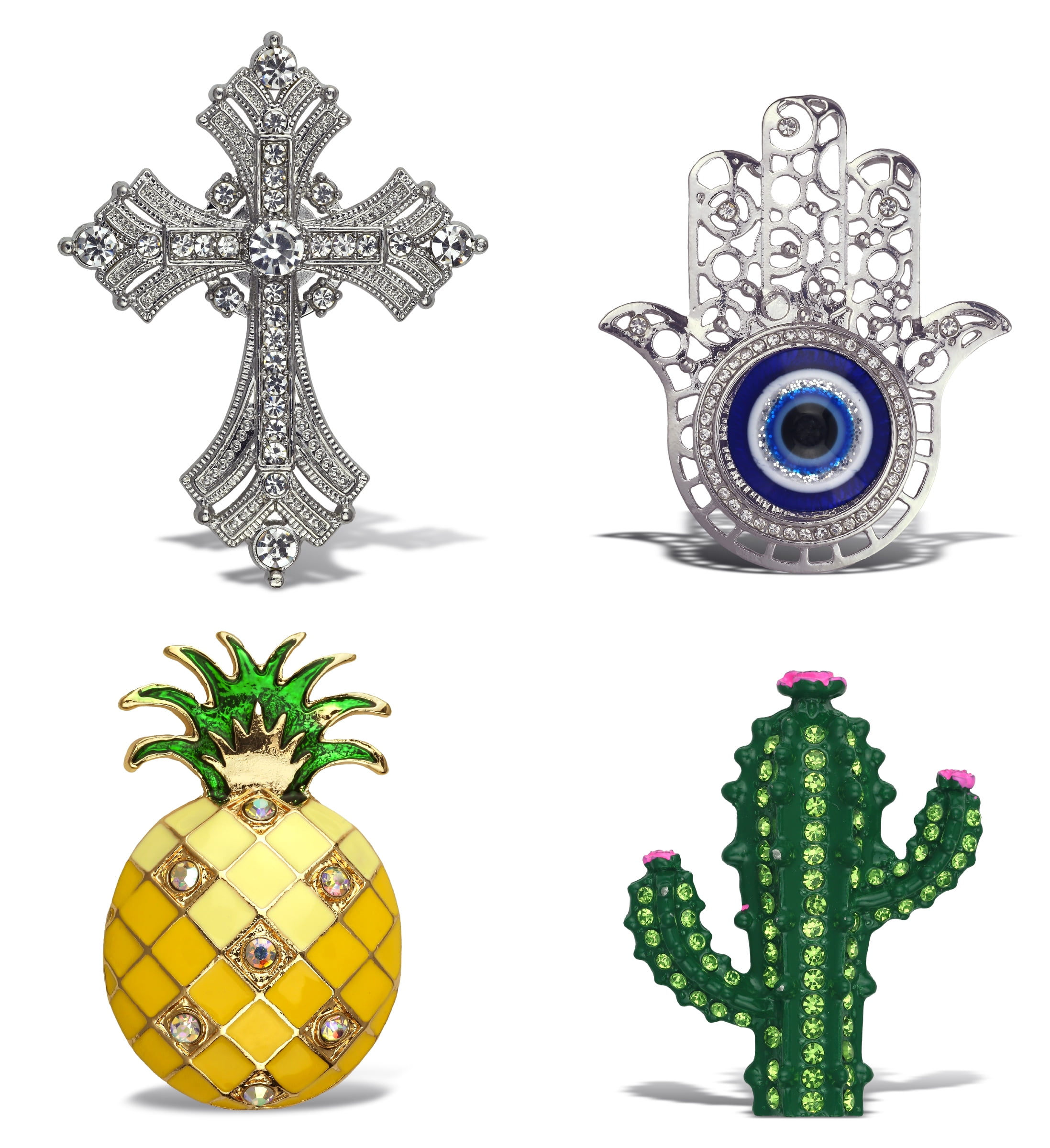 Aqua79 Sparkling Refrigerator Magnet Set Mix – Fleur de Lis Cross, Evil ...