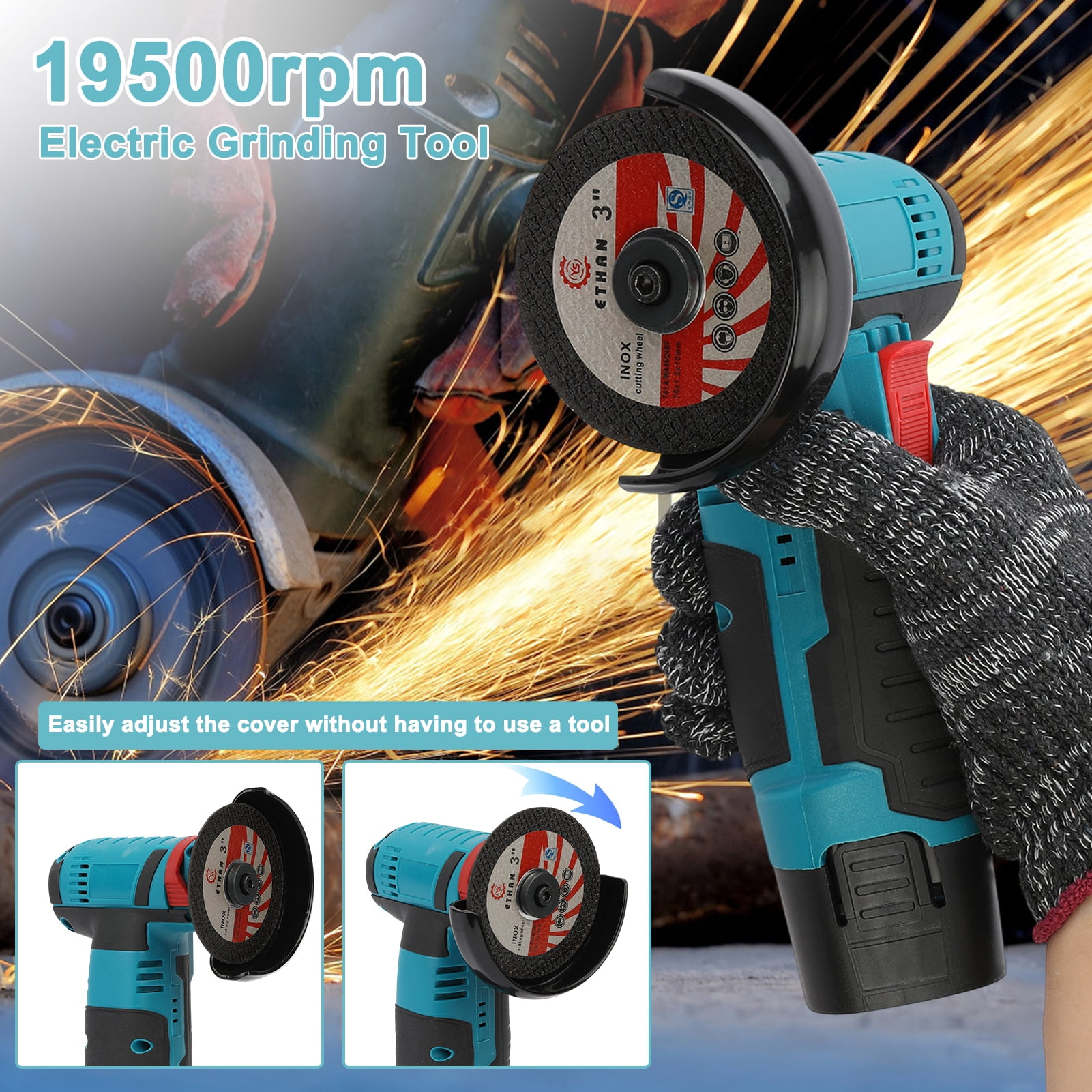 AquaAurix 12V Battery Corded Angle Grinder, Mini Brushless Power Motor ...