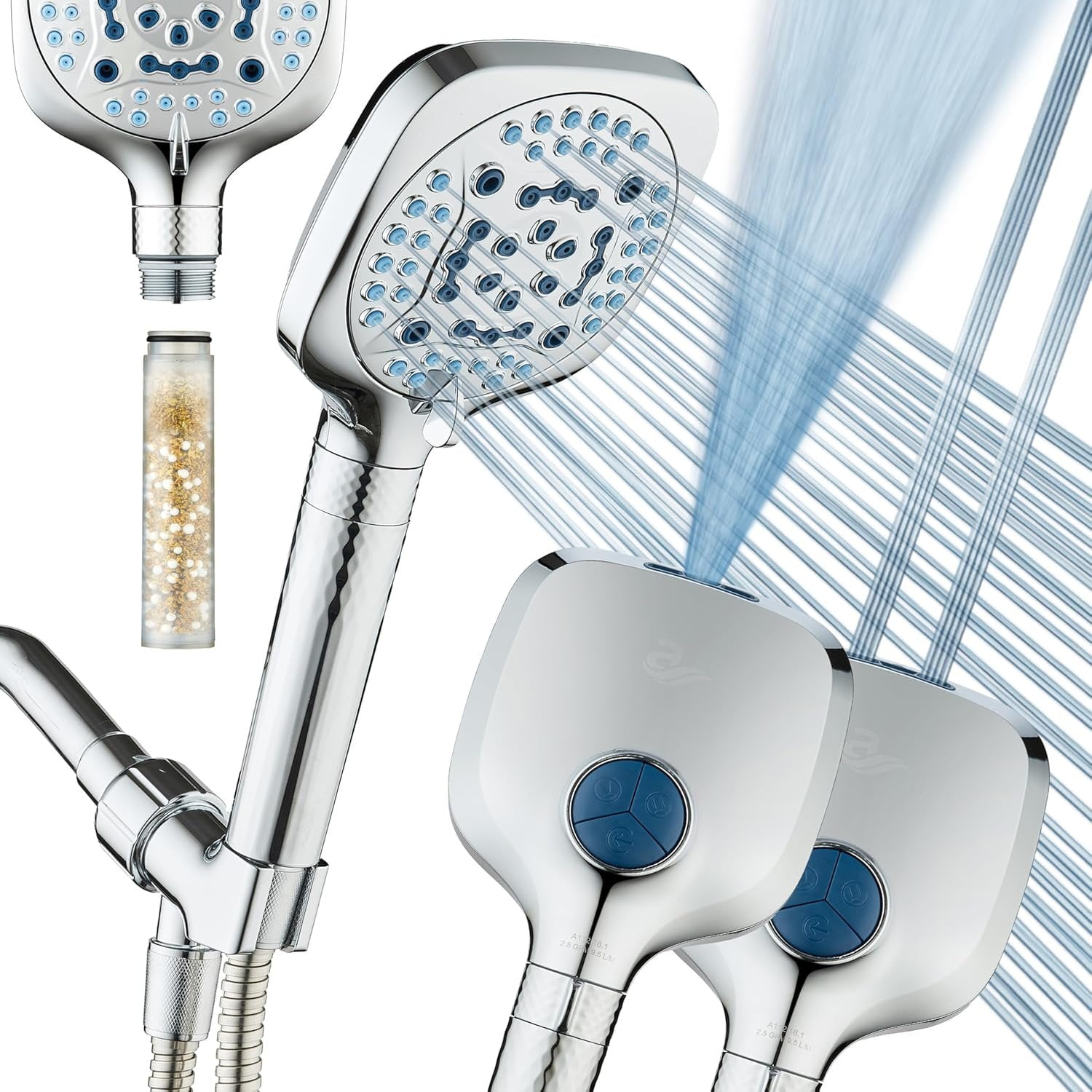 AquaCare 4X High 10 Mode Filtered Showerhead - Handheld Shower Filters ...
