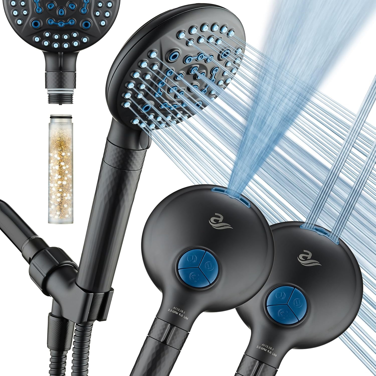 AquaCare 4X High 10-mode Filter Handheld Shower with Dual Power Wash ...