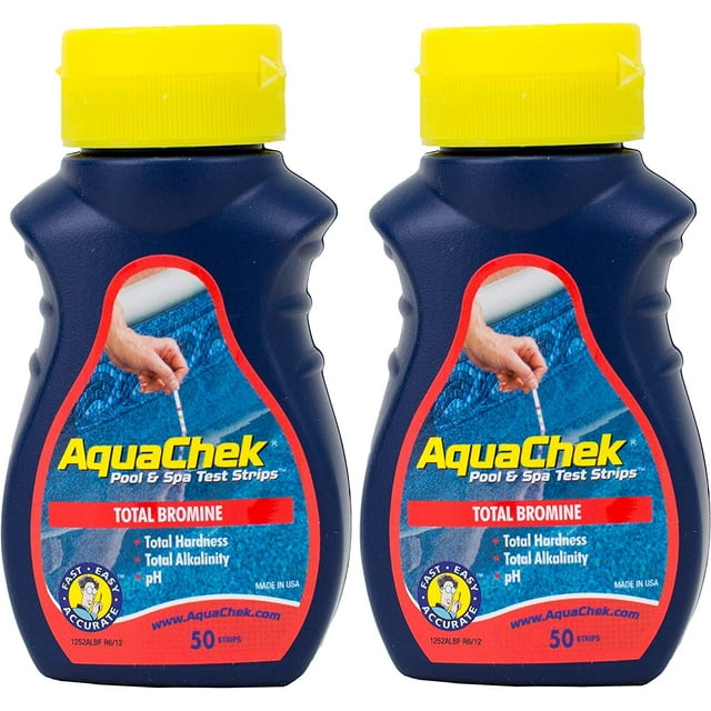 AquaChek 2 Red Swimming Pool Spa Test Kit Strips Bromine pH Alkalinity ...