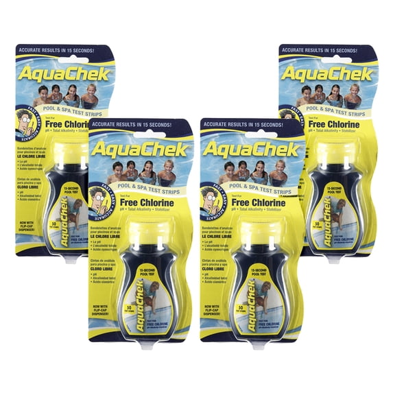 AquaChek 511244-04 Free Chlorine Swimming Pool Test Strips, 4-Pack ...