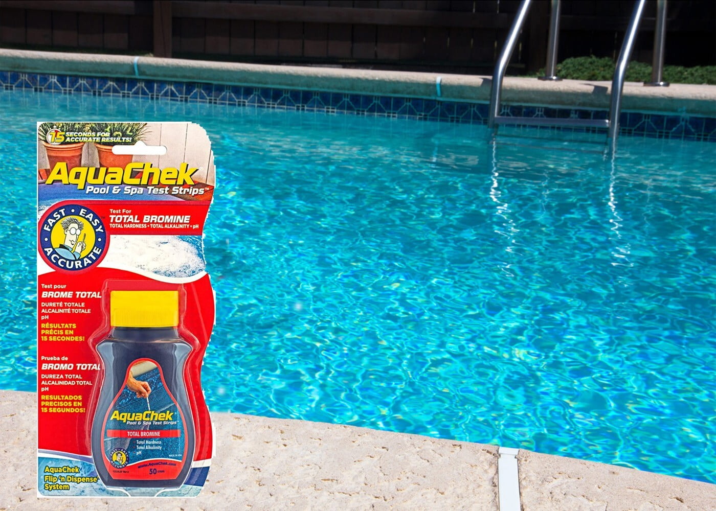 AquaChek Red Total Bromine 4-IN-1 Swimming Pool and Spa Test Strips (50 ...