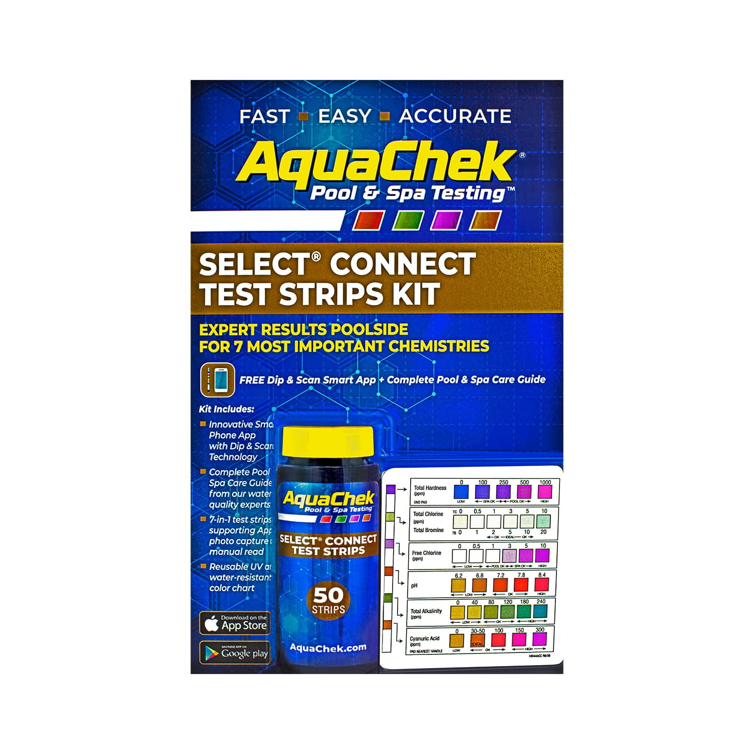 AquaChek Select Connect 7-Way Pool and Spa Test Strips Complete Kit ...