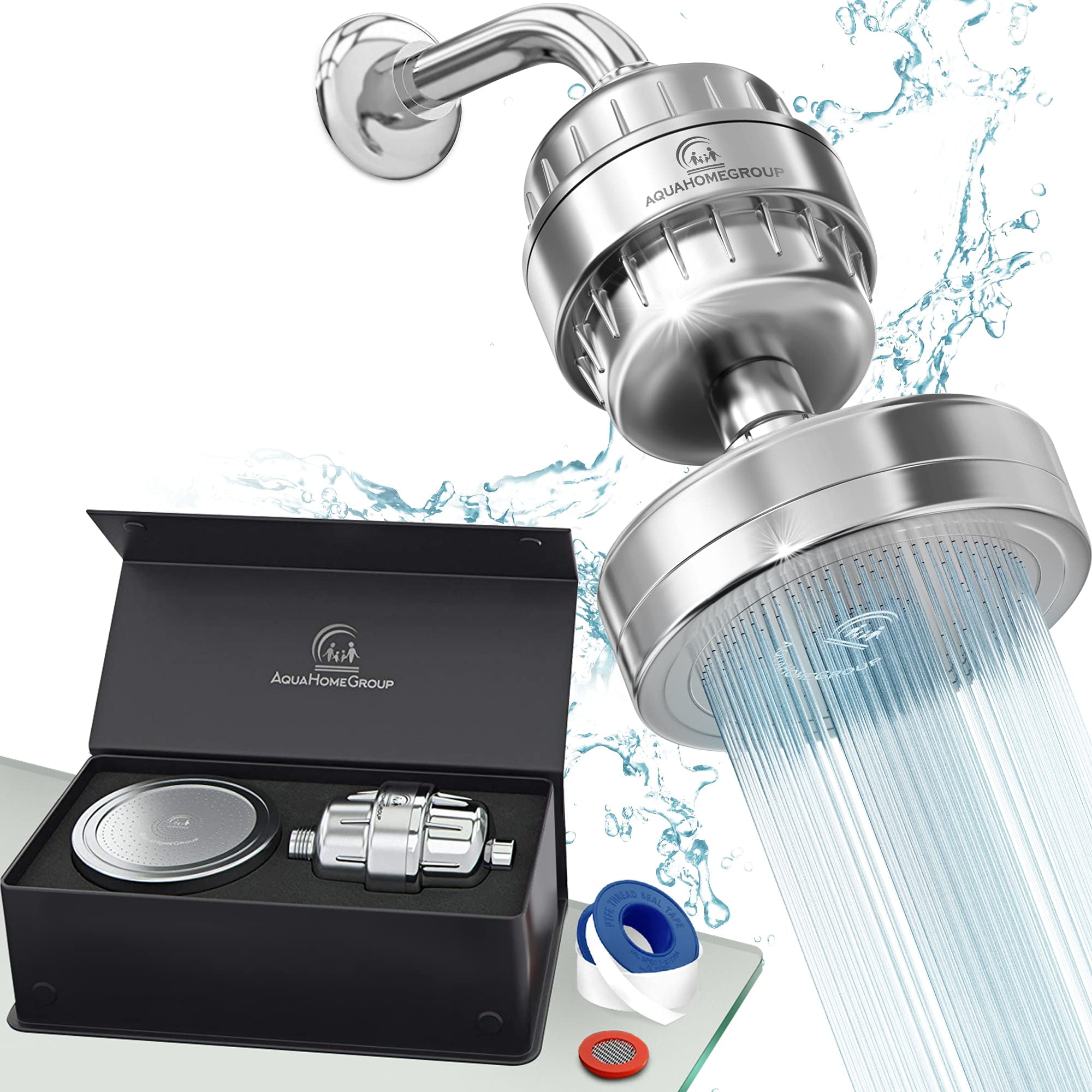 AquaHomeGroup Luxury Filtered Shower Head Set 20+3 Stage Shower Filter ...