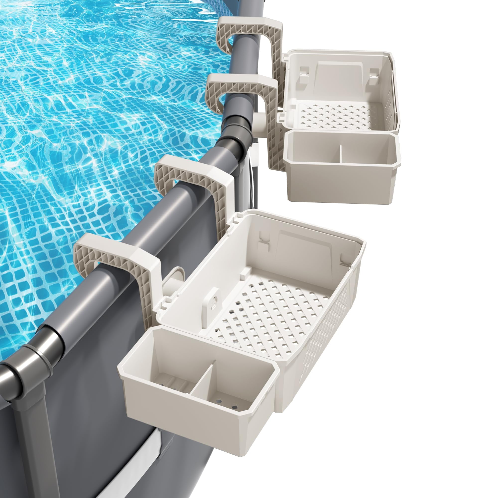 AquaJoyer 2 Sets of HMF23 Poolside Storage Baskets with Cup Holders ...