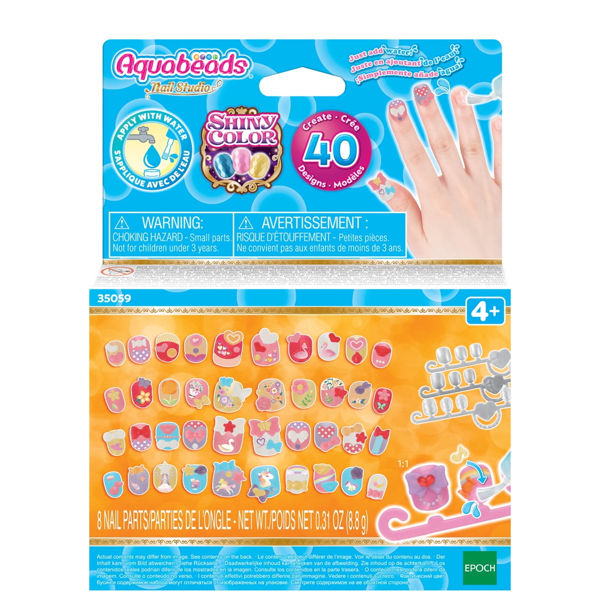 AquaNails Hearts & Ribbons Nail Refill Kit - Includes 40+ Fun Designs ...