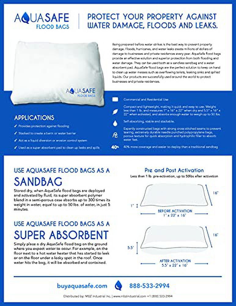 AquaSafe Flood Bags, Water Absorbent Flood Barrier and Super Absorbent ...