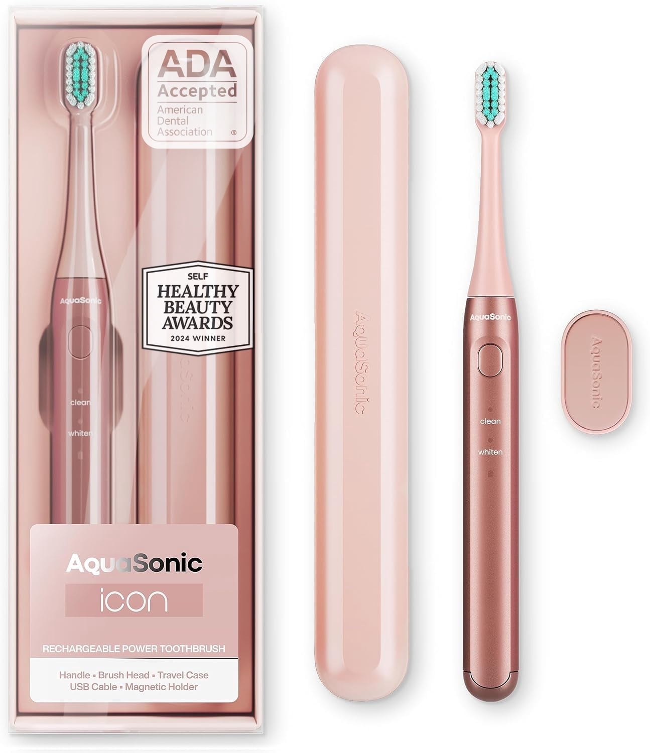 Aquasonic Icon Electric Toothbrush with Sonic Timer, Magnetic Holder ...
