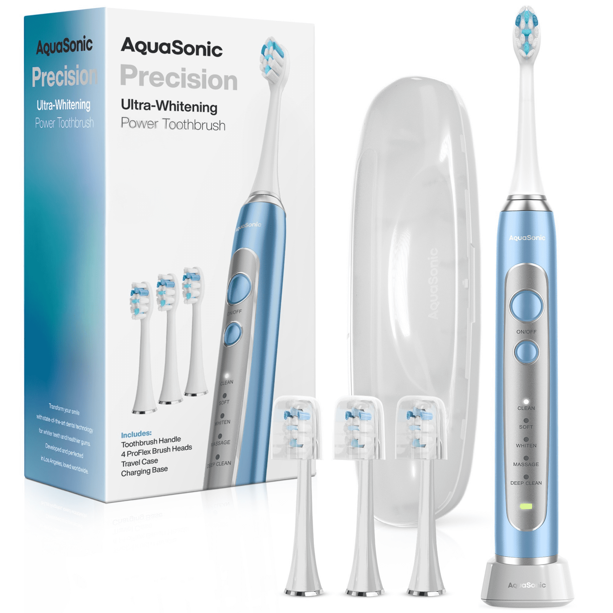 AquaSonic Precision Rechargeable Electric Toothbrush, 5 Modes, 30-Day ...
