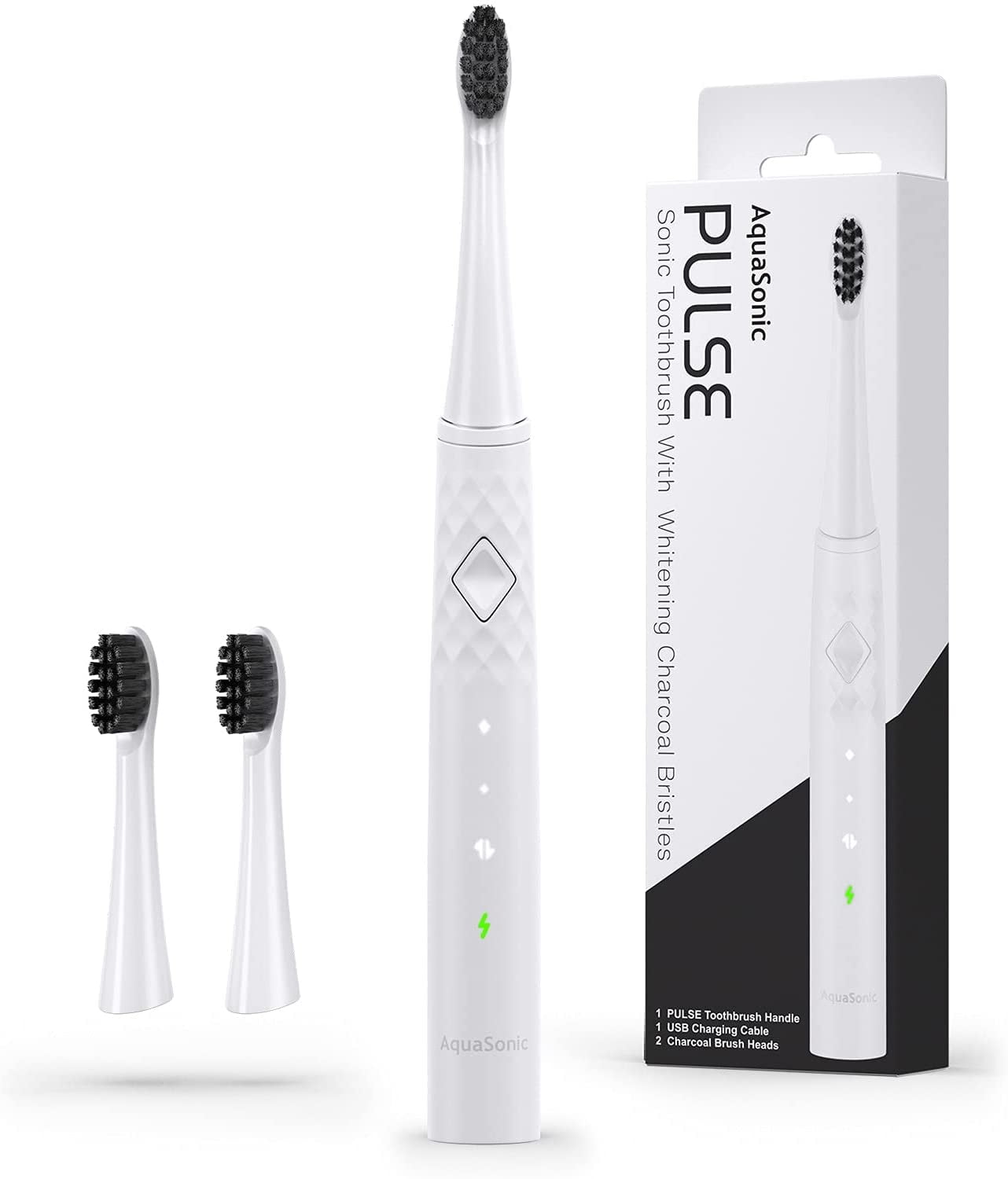 AquaSonic Pulse Electric Toothbrush, Teeth Whitening Bristles, White ...