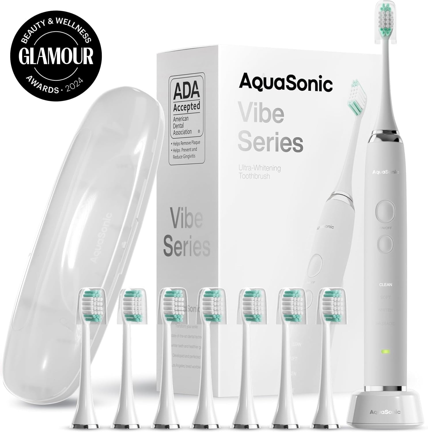 Aquasonic Premium Rechargeable Electric Toothbrush - Whitening Kit, 4 ...
