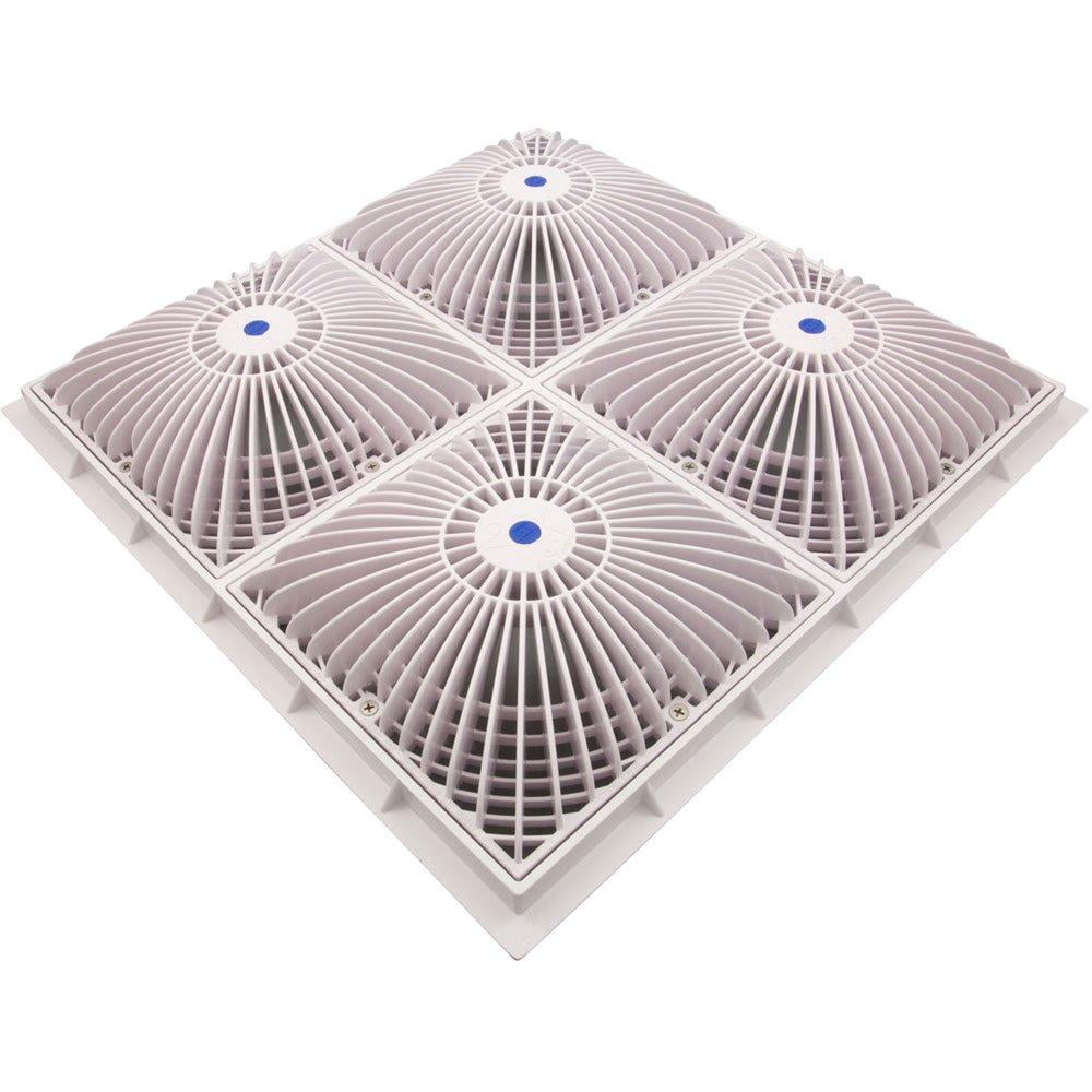 Main Drain Cover, Aquastar MoFlow,(4)9" Square,w/Frame,White 18MF101 ...